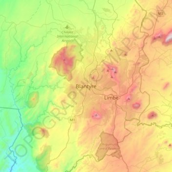 Blantyre topographic map, elevation, terrain