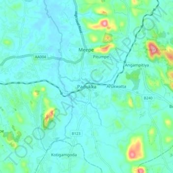 Padukka topographic map, elevation, terrain