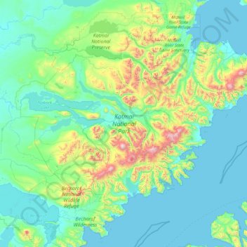 Katmai National Park topographic map, elevation, terrain