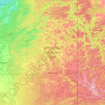 Whiteshell Provincial Park topographic map, elevation, terrain