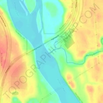 Muskeg River topographic map, elevation, terrain